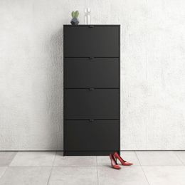 Schuhschrank Home Affaire "Shoes Schuhaufbewahrung, Schuhkommode, Schuhregal, staurum", schwarz (schwarz, matt), B:70,3cm H:162cm T:24,05cm, FSC-zertifizierter Holzwerkstoff, Schr&auml;nke, Schuhschrank, mit vier Klappen, modern, 2 B&ouml;den, H&ouml;he 162 cm, ca. 24 Paar Schuhe