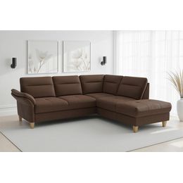 Sit & More Ecksofa SIT & MORE "Pamela", beige (nuss), B:218cm H:90cm T:212cm, 100% Polyester, Sofas, Ecksofa, mit Federkern