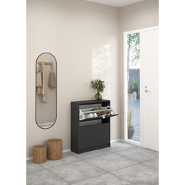 Schuhschrank Home Affaire "Shoes Schuhaufbewahrung, Schuhkommode, Schuhregal", grau (grau, matt), B:70,3cm H:85,2cm T:24,05cm, FSC-zertifizierter Holzwerkstoff, Schr&auml;nke, Schuhschrank, mit zwei Klappen, 2 B&ouml;den, H&ouml;he 85 cm, ca. 12 Paar Schuhe