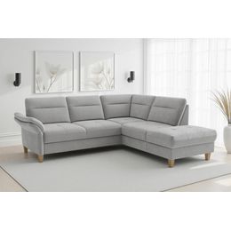 Sit & More Ecksofa SIT & MORE "Pamela", grau (silber), B:218cm H:90cm T:212cm, 100% Polyester, Sofas, Ecksofa, mit Federkern