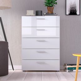Kommode Home Affaire "Pepe Highboard", wei&szlig; (eiche struktur, wei&szlig; hochglanz), B:70cm H:102cm T:40,3cm, Holzwerkstoff, Sideboards, Schubladenkommode, Schubkastenkommode, Breite 70 cm, H&ouml;he 102 cm