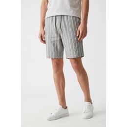 Jack & Jones Bermudas JACK & JONES "JPSTJAIDEN SUMMER LINEN BLEND STRIPE REG", Herren, Gr. S, N-Gr, sedona sage, angeraute Sweatware, Obermaterial: 69% Baumwolle, 31% Leinen, unifarben, regular fit kniefrei, Hosen Bermudas, mit elastischem Bund