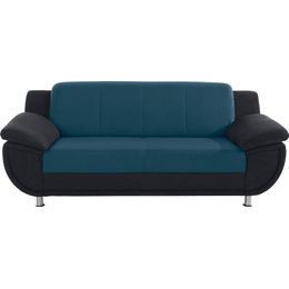 3-Sitzer Trendmanufaktur "Rondo 3, zeitlos und modern, bequem, Materialmix, Breite 207cm", schwarz (schwarz, petrol), B:207cm H:85cm T:94cm, Luxus-Microfaser ALCAZAR (100% Polyester) / Feinstruktur (100% Polyester);Kunstleder SOFTLUX / Struktur (77% Polyester; 23% Polyacryl), Sofas, wahlweise mit Federkern, extrabreite Armlehnen zum Relaxen