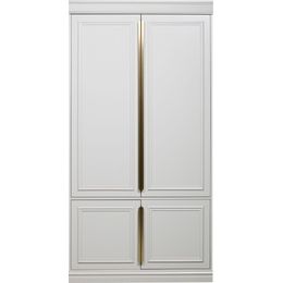 Garderobenschrank Woood "Organize FSC-Kiefernholz mit Zierleisten-T&uuml;ren und Metallgriffen", grau, B:110cm H:215cm T:44cm, Holzwerkstoff, Schr&auml;nke, Garderobenschrank, H 215 x B 110 x T 44 cm, Wandbefestigung empfohlen, pfleigleicht