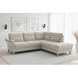 Sit & More Ecksofa SIT & MORE "Pamela", beige (nature), B:218cm H:90cm T:212cm, 100% Polyester, Sofas, Ecksofa, mit Federkern
