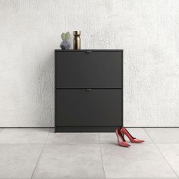 Schuhschrank Home Affaire "Shoes Schuhaufbewahrung, Schuhkommode, Schuhregal", schwarz (schwarz, matt), B:70,3cm H:85,2cm T:24,05cm, FSC-zertifizierter Holzwerkstoff, Schr&auml;nke, Schuhschrank, mit zwei Klappen, 2 B&ouml;den, H&ouml;he 85 cm, ca. 12 Paar Schuhe