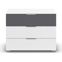 Schubkastenkommode OTTO HOME "Kommode Sideboard Schubladenkommode Schlafzimmerkommode ASTANA", alpinwei&szlig;, graumetallic, B:80cm H:61cm T:42cm, Holzwerkstoff, Sideboards, mit 3 ger&auml;umigen Schubladen, Kantengriff in Alufarben MADE IN GERMANY