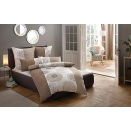 Bettw&auml;sche OTTO HOME "Cison in Gr. 135x200 oder 155x220 cm", grau (taupe), B/L: 135cm x 200cm, 1 Stk., 1 Stk., Biber, B/L: 80cm x 80cm, 2, Biber, Obermaterial: 100% Baumwolle, Bettw&auml;sche, Bettw&auml;sche, florale Bettw&auml;sche aus Baumwolle