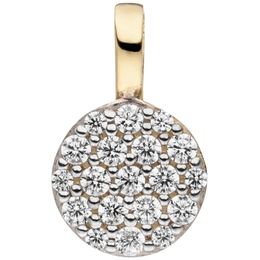 Kettenanh&auml;nger Jobo "Kleiner Anh&auml;nger rund Goldanh&auml;nger 6 mm", gelbgold 333, wei&szlig;, Schmuckanh&auml;nger, Damen, Gelbgold 333, Kettenanh&auml;nger, 8 Karat 333 Gold mit 19 Zirkonia