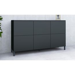 borchardt M&ouml;bel Kommode BORCHARDT M&Ouml;BEL "Haama, Sideboard mit Metallf&uuml;&szlig;en, Push-to-open-Technik, Breite 139 cm", schwarz (schwarz matt), B:139cm H:80cm T:35cm, Holzwerkstoff, Sideboards, Kommode, Breite 139 cm