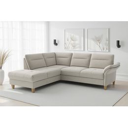 Sit & More Ecksofa SIT & MORE "Pamela", beige (nature), B:218cm H:90cm T:212cm, 100% Polyester, Sofas, Ecksofa, mit Federkern