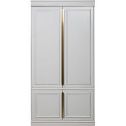 Garderobenschrank Woood "Organize FSC-Kiefernholz mit Zierleisten-T&uuml;ren und Metallgriffen", grau, B:110cm H:215cm T:62cm, Holzwerkstoff, Schr&auml;nke, Garderobenschrank, H 215 x B 110 x T 62 cm, Wandbefestigung empfohlen, pfleigleicht
