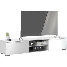 TV-Board Home Affaire "Match, TV-M&ouml;bel, Fernsehtisch, TV-Unit, Media-M&ouml;bel, Sideboard", wei&szlig; (wei&szlig; hochglanz), B:172,7cm H:33,1cm T:39,9cm, Holzwerkstoff, Sideboards, TV-Board, mit 2 Schubladen und 1 offenen Fach, Breite 172,7 cm, H&ouml;he 33 cm