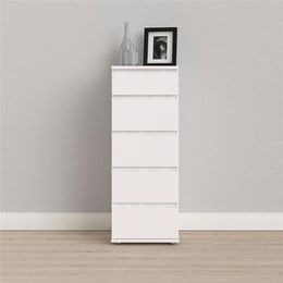 Kommode Home Affaire "Nova, Aufbewahrung mit 5 Schubladen, folienbeschichtet, grifflos", wei&szlig;, B:40,2cm H:106,6cm T:40cm, Holzwerkstoff, Sideboards, Kommode, Minimalistisch in Wei&szlig; oder Eichenoptik, skandinavisches Design