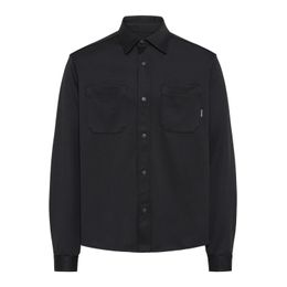Langarmhemd Blend "Langarmhemd BHAdrian", Herren, Gr. L, N-Gr, schwarz (schwarz beauty), Obermaterial: 83% Polyester PES. 13% Viskose CV. 4% Elasthan EL., Hemden