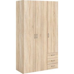 Kleiderschrank Home Affaire "Space Dreht&uuml;renschrank, Aufbewahrung Kasten Schrank Stauraum", braun (eiche), B:115,8cm H:200,4cm T:49,5cm, Holzwerkstoff, Schr&auml;nke, Kleiderschrank, Breite 78, 115,8 oder 154 cm, mit je 3 Schubk&auml;sten, innen Einlegeb&ouml;den