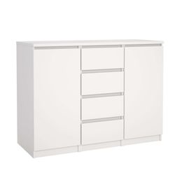 Kommode Home Affaire "Naia, Sideboard, 4 Schubladen, 2 T&uuml;ren, Aufbewahrung, grifflose Front", wei&szlig; (matt wei&szlig;), B:120,8cm H:90,7cm T:50cm, Holzwerkstoff, Sideboards, Kommode, Mit Einlegeb&ouml;den, modern, skandinavisches Design, in mehrere Farben