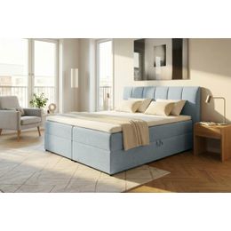 Boxbett ED EXCITING DESIGN "Granada" inkl. Bettkasten und Topper", pastellblau colet 83, B:200cm L:213cm, 100% Polyester, Komplettbetten, erh&auml;ltlich in den Gr&ouml;&szlig;en 120x200cm & 180x200cm