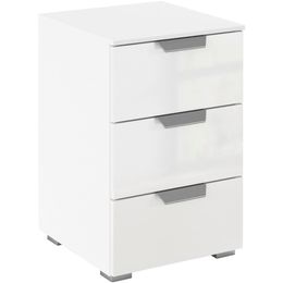 Nachtkommode Rauch "Nachttisch Nachtkonsole ORIAS in Dekor- oder Hochglanzfront", wei&szlig; (alpinwei&szlig;, hochglanz wei&szlig;), B:40cm H:61cm T:42cm, Holzwerkstoff, Sideboards, mit 3 ger&auml;umigen Schubladen f&uuml;r viel Stauraum MADE IN GERMANY