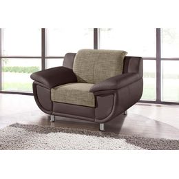 Sessel Trendmanufaktur "Rondo 3, Loungesessel, Breite 121cm", braun (braun, sand, beige), B:121cm H:85cm T:94cm, Luxus-Microfaser ALCAZAR (100% Polyester) / Feinstruktur (100% Polyester);Kunstleder SOFTLUX / Struktur (77% Polyester; 23% Polyacryl), Sessel, Sessel, wahlweise mit komfortablem Federkern, mit extra breiten Armlehnen