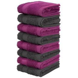 Gaestehandtuecher OTTO HOME "Vanessa, 8 G&auml;stehandt&uuml;cher, 30x50cm, in Standard- und Premium-Qualit&auml;t", beere anthrazit, B:50cm L:30cm, Walkfrottee, Obermaterial: 100% Baumwolle, Handt&uuml;cher, Handt&uuml;cher mit Bord&uuml;re, 100% Baumwolle, einfarbig, weich
