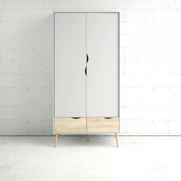 Dreht&uuml;renschrank Home Affaire "Oslo, Kleiderschrank mit Schubk&auml;sten, Stauraum", wei&szlig; (wei&szlig;, eiche struktur), B:98,7cm H:200,1cm T:58,1cm, Holzwerkstoff, Schr&auml;nke, Dreht&uuml;renschrank, mit 2 oder 3 T&uuml;ren, Breite 99 oder 150 cm, H&ouml;he je 200 cm
