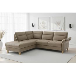 Sit & More Ecksofa SIT & MORE "Pamela", beige (savannah), B:218cm H:90cm T:212cm, 100% Polyester, Sofas, Ecksofa, mit Federkern und Liegefl&auml;che aus Originalstoff