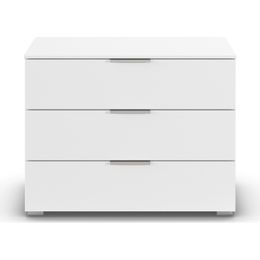 Schubkastenkommode OTTO HOME "Kommode Sideboard Schubladenkommode Schlafzimmerkommode ASTANA", alpinwei&szlig;, B:80cm H:61cm T:42cm, Holzwerkstoff, Sideboards, mit 3 ger&auml;umigen Schubladen, Kantengriff in Alufarben MADE IN GERMANY