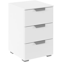 Nachtkommode Rauch "Nachttisch Nachtkonsole ORIAS in Dekor- oder Hochglanzfront", wei&szlig; (alpinwei&szlig;), B:40cm H:61cm T:42cm, Holzwerkstoff, Sideboards, mit 3 ger&auml;umigen Schubladen f&uuml;r viel Stauraum MADE IN GERMANY