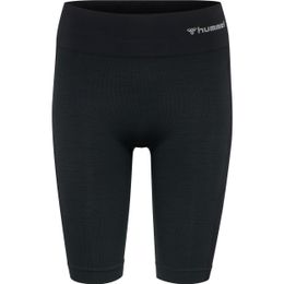 Trainingsshorts Hummel "HMLCLEA SEAMLESS CYCLING SHORTS", Damen, Gr. S (36), N-Gr, schwarz melange, Obermaterial: 57% Polyamid, 30% Polyester, 13% Elasthan, Hosen, nahtlose Verarbeitung, mit BEECOOL Technologie, dehnbares Material