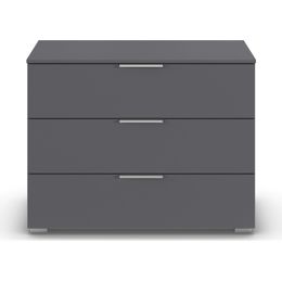 Schubkastenkommode OTTO HOME "Kommode Sideboard Schubladenkommode Schlafzimmerkommode ASTANA", graumetallic, B:80cm H:61cm T:42cm, Holzwerkstoff, Sideboards, mit 3 ger&auml;umigen Schubladen, Kantengriff in Alufarben MADE IN GERMANY
