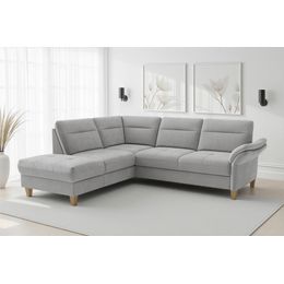 Sit & More Ecksofa SIT & MORE "Pamela", beige (silber), B:218cm H:90cm T:212cm, 100% Polyester, Sofas, Ecksofa, mit Federkern und Liegefl&auml;che aus Originalstoff