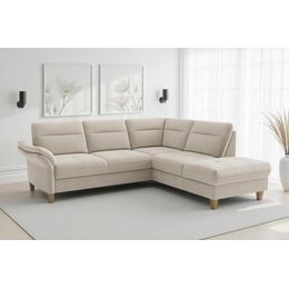 Sit & More Ecksofa SIT & MORE "Pamela", beige (creme), B:218cm H:90cm T:212cm, 100% Polyester, Sofas, Ecksofa, mit Federkern und Liegefl&auml;che aus Originalstoff