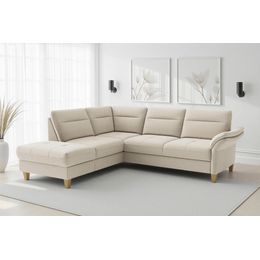 Sit & More Ecksofa SIT & MORE "Pamela", beige (creme), B:218cm H:90cm T:212cm, 95% Polyester 5% Polyamid, Sofas, Ecksofa, mit Federkern und Liegefl&auml;che aus Originalstoff