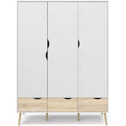 Dreht&uuml;renschrank Home Affaire "Oslo, Kleiderschrank mit Schubk&auml;sten, Stauraum", wei&szlig; (wei&szlig;, eiche struktur), B:147,2cm H:200,1cm T:58,1cm, Holzwerkstoff, Schr&auml;nke, Dreht&uuml;renschrank, mit 2 oder 3 T&uuml;ren, Breite 99 oder 150 cm, H&ouml;he je 200 cm