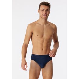Minislip Schiesser "Cotton Casual", Herren, Gr. 6, blau (803, blau), Single Jersey, Obermaterial: 95% Baumwolle, 5% Elasthan, k&ouml;rpernah, Unterhosen, ohne Eingriff, kariert