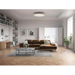 Wohnlandschaft Musterring "MR 2490 Ecksofa mit erstklassigem Sitzkomfort, Long-Life-Leder", beige (fango, s), B:342cm T:207cm, Sofas, Wohnlandschaft, Fu&szlig; schwarz, Sitzh&ouml;he 48cm, wahlweise mit Funktionen, Ma&szlig;e 342x207 cm