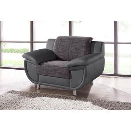 Sessel Trendmanufaktur "Rondo 3, Loungesessel, Breite 121cm", grau (dunkelgrau, grau, wei&szlig;), B:121cm H:85cm T:94cm, Luxus-Microfaser ALCAZAR (100% Polyester) / Feinstruktur (100% Polyester);Kunstleder SOFTLUX / Struktur (77% Polyester; 23% Polyacryl), Sessel, Sessel, wahlweise mit komfortablem Federkern, mit extra breiten Armlehnen