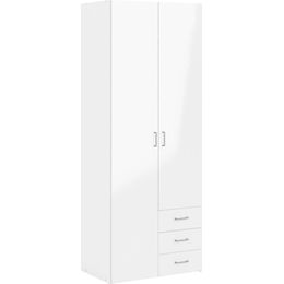 Kleiderschrank Home Affaire "Space Dreht&uuml;renschrank, Aufbewahrung Kasten Schrank Stauraum", wei&szlig; (wei&szlig; hochglanz), B:78cm H:200,4cm T:49,5cm, Holzwerkstoff, Schr&auml;nke, Kleiderschrank, Breite 78, 115,8 oder 154 cm, mit je 3 Schubk&auml;sten, innen Einlegeb&ouml;den