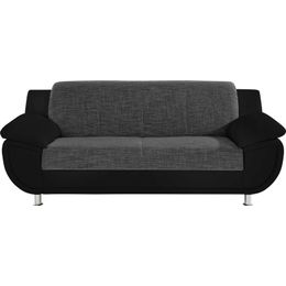 3-Sitzer Trendmanufaktur "Rondo 3, zeitlos und modern, bequem, Materialmix, Breite 207cm", schwarz-wei&szlig; (schwarz, schwarz, wei&szlig;), B:207cm H:85cm T:94cm, Luxus-Microfaser ALCAZAR (100% Polyester) / Feinstruktur (100% Polyester);Kunstleder SOFTLUX / Struktur (77% Polyester; 23% Polyacryl), Sofas, wahlweise mit Federkern, extrabreite Armlehnen zum Relaxen