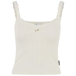 Tanktop Karl Kani "Karl Kani Woven Signature Pointelle Top", Damen, Gr. L, sanftes wei&szlig;, 50% Baumwolle (Bio), 50% Viskose, unifarben, normal, Tops Tanktop