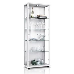 K-M&ouml;bel Vitrine, Wei&szlig;, Holzwerkstoff, 4 F&auml;cher, Rechteckig, 67x176x33 cm, Wohnzimmer, Wohnw&auml;nde, Vitrinenschr&auml;nke