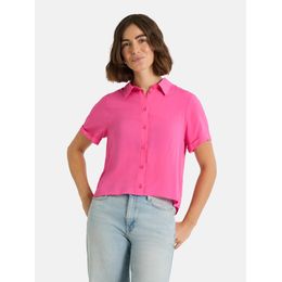 LIEBLINGSST&Uuml;CK Hemdbluse LIEBLINGSST&Uuml;CK "RulaEP", Damen, Gr. 44, lovely pink, Web, Obermaterial: 96% Viskose, 4% Elasthan, clean, unifarben, h&uuml;ftlang, Umschlagsaum, Blusen Hemdbluse, mit Umschlagsaum an den &Auml;rmeln, lockerer Fit