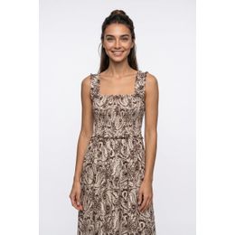 Druckkleid Only "ONLLUMIRA S/L LONG SMOCK DRESS WVN EX", Damen, Gr. M, N-Gr, pumice stone aop:hot fudge paisley, Web, Obermaterial: 90% Viskose, 10% Nylon, bedruckt, regular fit lang, Kleider Druckkleid, Viskosemischung, regular fit