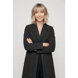 V&eacute;ro Moda Langmantel VERO MODA "VMBLAZA HERINGBONE LONG WOOL COAT GA BOO", Damen, Gr. S, schwarz pattern:herringbone wei&szlig;, Web, Obermaterial: 64% Polyester, 30% Wolle, 3% Polyacryl, 3% Polyamid, Fischgratmuster, gemustert, regular fit, V-Ausschnitt, M&auml;ntel