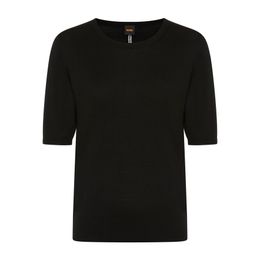 Kurzarmpullover BOSS Orange "Fiaffu Premium Damenmode", Damen, Gr. S, schwarz 001, Feinstrick, Obermaterial: 60% Viskose, 35% Polyacryl, 5% Kaschmir, unifarben, regular fit normal, Rundhals, Rippstrickb&uuml;ndchen, Pullover, mit Lochmuster, Kaschmir-Anteil