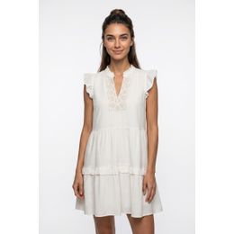 V&eacute;ro Moda VERO MODA Damen Tunikakleid "VMDICTHE EMB SHORT DRESS WVN GA", wei&szlig;, Gr. XS, bestickt, unifarben, Web, Obermaterial: 100% Baumwolle, Kleider,
