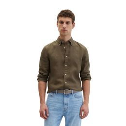 Marc O'Polo Langarmhemd MARC O'POLO "aus reinem Leinen", Herren, Gr. XL, Normalgr&ouml;&szlig;en, braun (schwarz nickle), Obermaterial: 100% Leinen, unifarben, figurbetont normal, Doppelmanschette, Hemden