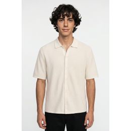 Jack & Jones Kurzarmhemd JACK & JONES "JORMAINE KNIT SS POLO CARDIGAN SN", Herren, Gr. L, N-Gr, beige (sea salt), Strick, Obermaterial: 100% Baumwolle, unifarben, relaxed fit normal, ohne Ausschnitt, Hemden, Gestrickt, Baumwolle, relexed fit