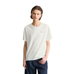 Marc O'Polo T-Shirt MARC O'POLO DENIM "aus Basic Single Jersey", Damen, Gr. L, silky wei&szlig;, Obermaterial: 100% Baumwolle, bedruckt, Basic, regular fit, Rundhals, normaler Saum, Shirts T-Shirt